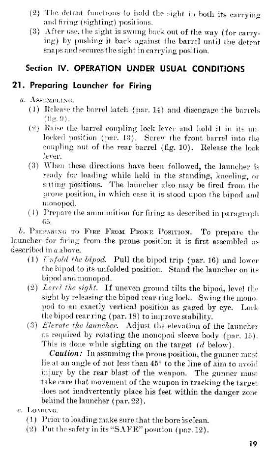 TM 9-297: 3.5-In Rocket Launcher, M20 and M20B1 8/50; Operation