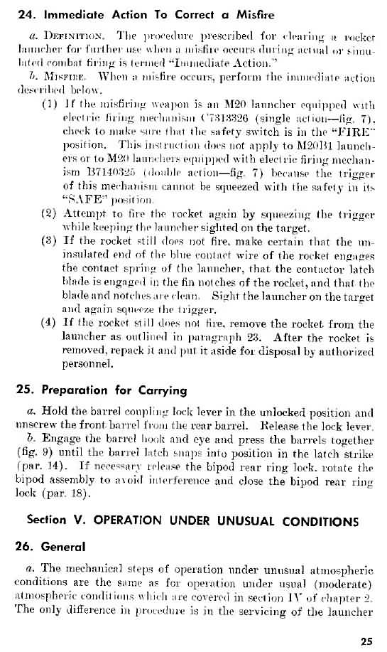 TM 9-297: 3.5-In Rocket Launcher, M20 and M20B1 8/50; Operation