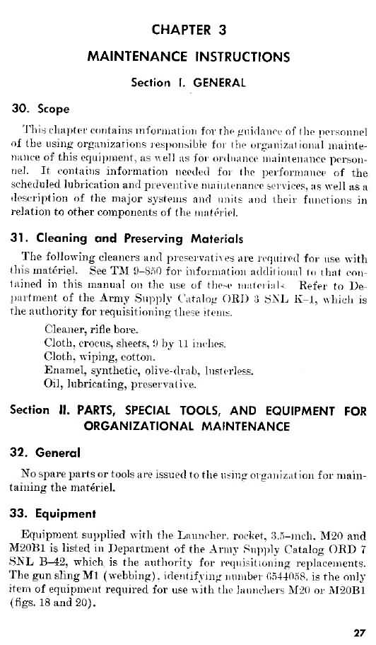 TM 9-297: 3.5-In Rocket Launcher, M20 and M20B1 8/50; Maintenance
