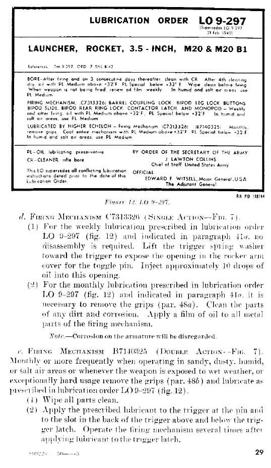 TM 9-297: 3.5-In Rocket Launcher, M20 and M20B1 8/50; Maintenance