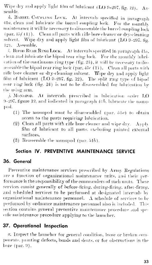 TM 9-297: 3.5-In Rocket Launcher, M20 and M20B1 8/50; Maintenance