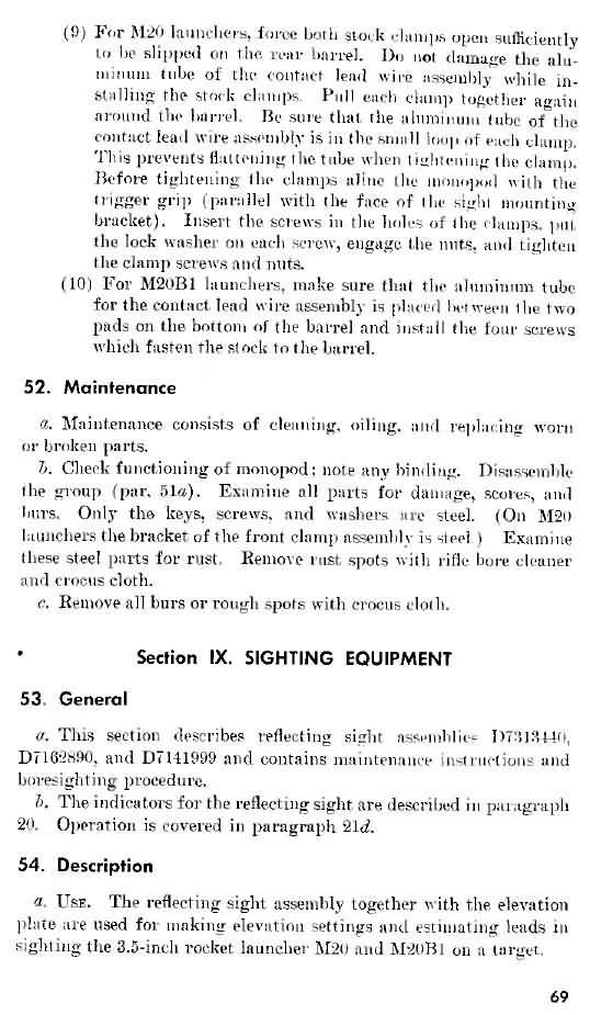 TM 9-297: 3.5-In Rocket Launcher, M20 and M20B1 8/50; Maintenance