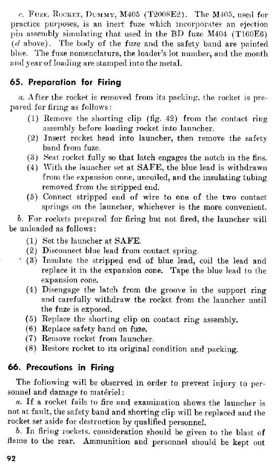TM 9-297: 3.5-In Rocket Launcher, M20 and M20B1 8/50; Operation